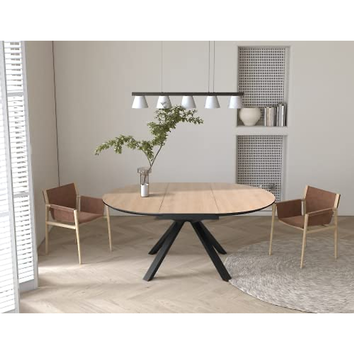 Acanva Extension Oval/Round Dining Table for 6, Expandable Butterfly Leaf & Sturdy Base, Suit for Kitchen, Living Room & Apartment, 51.2”W(+19.7”) x 51.2”D x 30.1”H, Light Oak