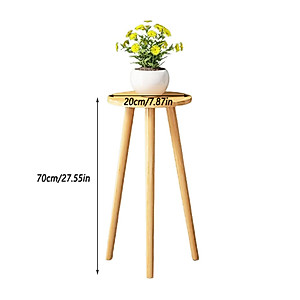 IOEDHW 27”Round Plant Stand, Classic Wood Flower Stand Stool, Plant Stand Flower Pot Holder, Wooden Stool For Indoor Plants, Garden Patio Rack Display Shelf Holds For Succulents, Cacti, Herbs