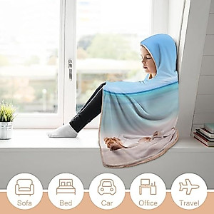 TaoYTao 40"x50" Women Summer Beach Blanket Hoodie, Foldable Wearable Funny Hooded Blanket Robe Cloak, Christmas Birthday Gifts Anniversary For Wife Girlfriend Women