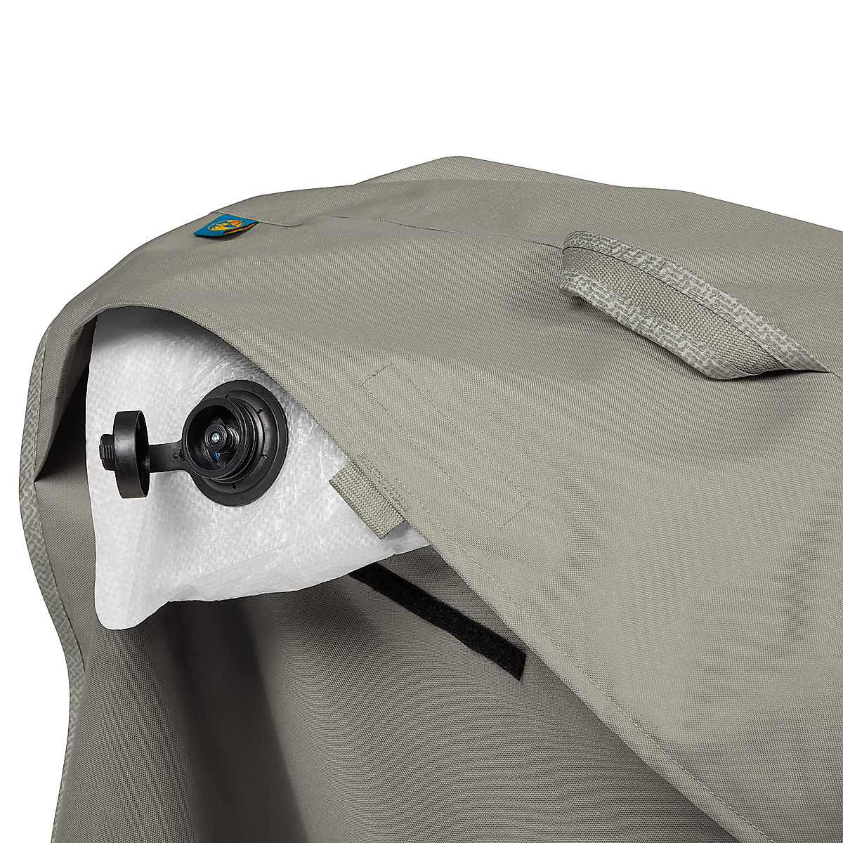 Duck Covers Weekend Water-Resistant Outdoor Square Table & Chair Cover with Integrated Duck Dome, 90 x 90 x 32 Inch, Moon Rock, Patio Covers for Outdoor Furniture