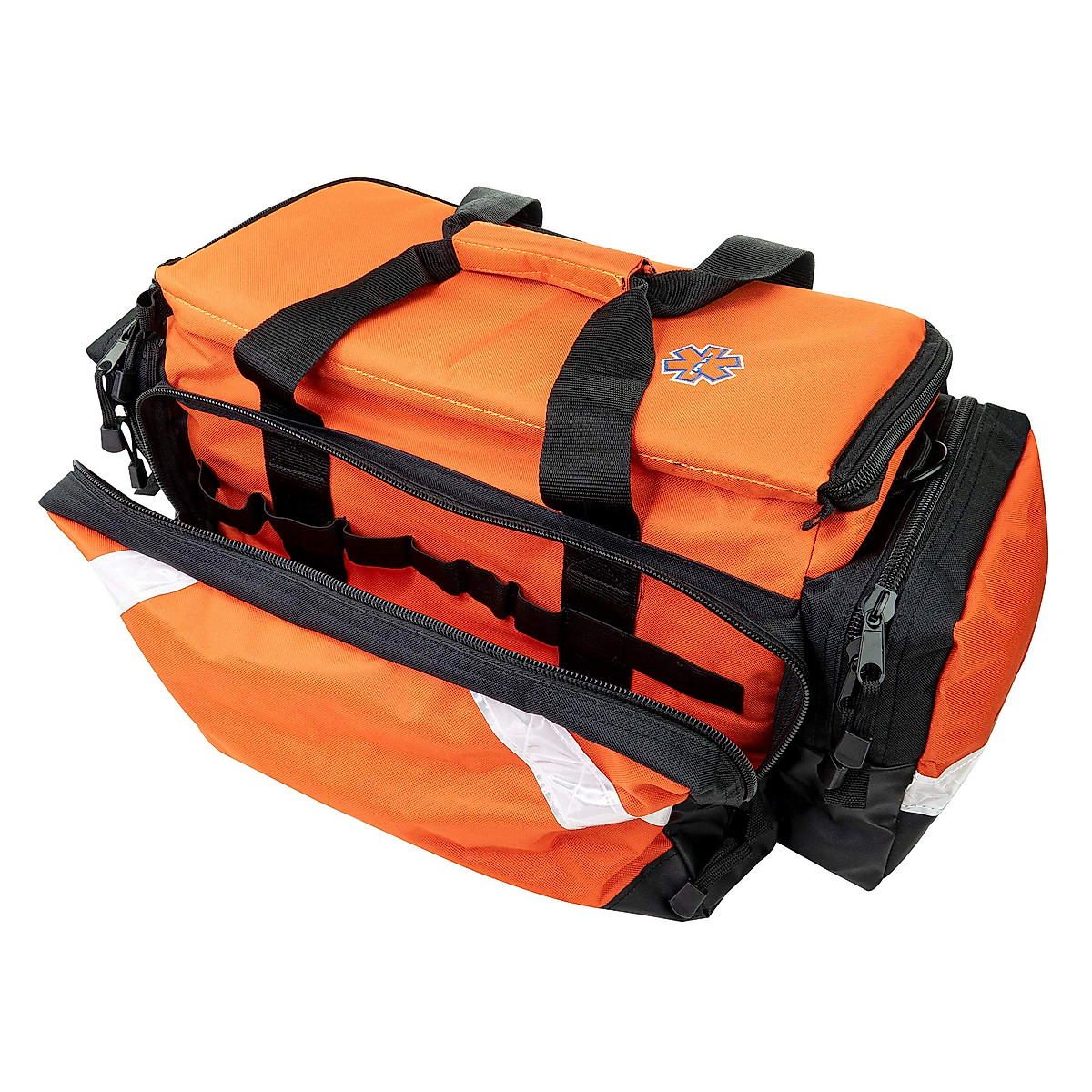 LINE2design Empty Medical Elite Trauma Bag - First Responder Carrier Bag for EMT, Paramedic, Emergency and Medical Supplies Kit - Heavy-Duty Zippered Pockets Portable EMS Home Health Aides - Orange