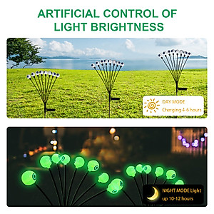 2 Pack Outdoor Halloween Decor Solar Garden Lights Outdoor-16LED Scary Eyeballs Swaying Firefly Lights with Halloween Party