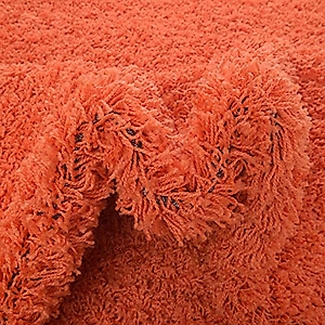 Rugs.com - Über Cozy Solid Shag Collection Rug – 9' x 12' Tiger Orange Shag Rug Perfect for Living Rooms, Large Dining Rooms, Open Floorplans