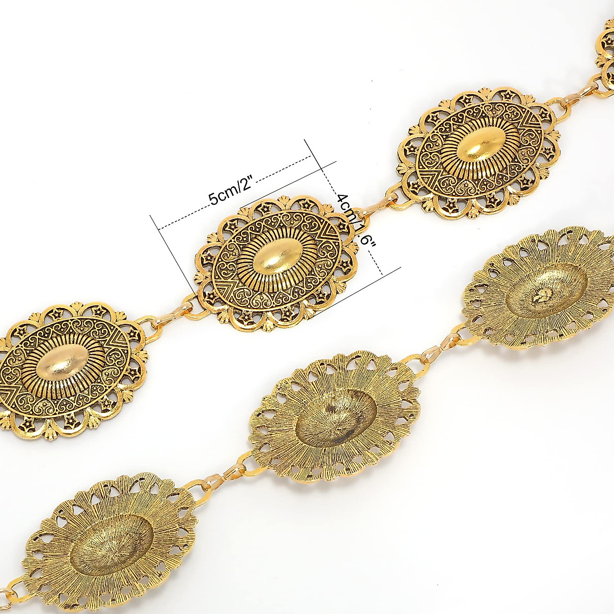 WHIPPY Women Concho Chain Belt Metal Link Western Cowgirl Turquoise Chain Belt for Dress