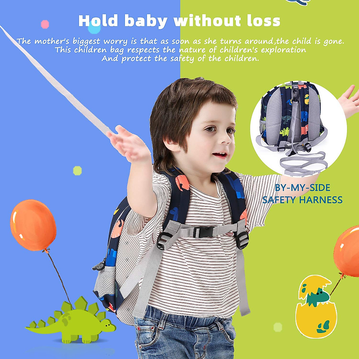 willikiva 3D Dinosaur Backpack Toddler Backpacks for Boys and Girls Kids Backpack Waterproof Preschool Safety Harness Leash (Deep Blue)