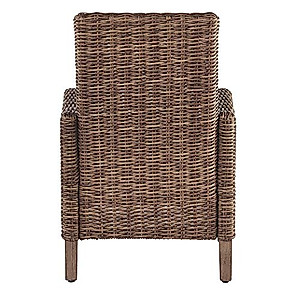 Signature Design by Ashley Beachcroft Wicker Arm Chair with Cushion, 2 Count, Brown
