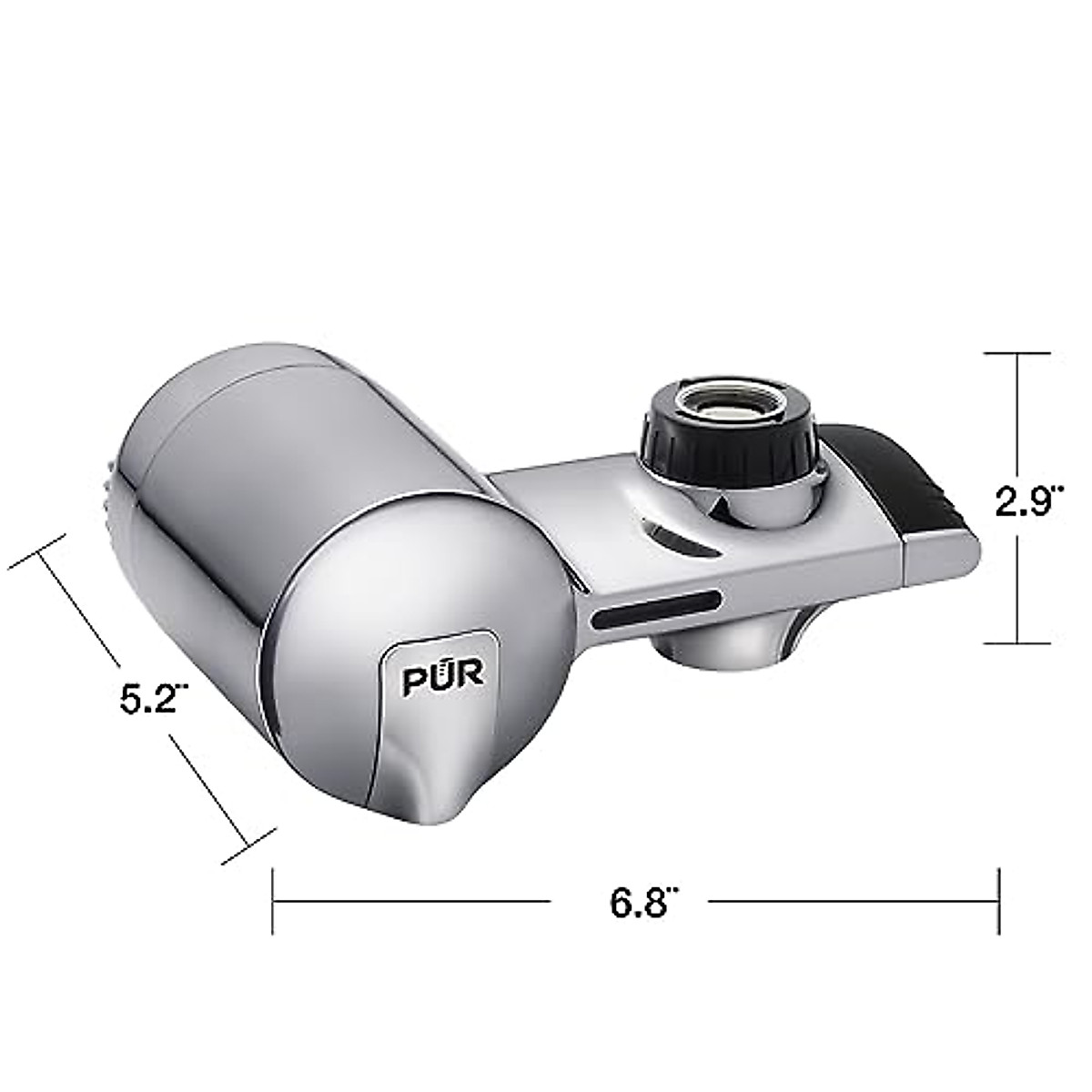 PUR PLUS Faucet Mount Water Filtration System, 3-in-1 Powerful, Natural Mineral Filtration with Lead Reduction, Horizontal, Chrome, PFM400H