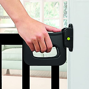 Summer Infant Summer Deluxe Stairway Simple to Secure Wood Safety Baby Gate, Fits Openings 30-48" Wide, for Doorways & Stairways, 32" Tall Walk-Through Baby & Pet Gate, Black, One Size