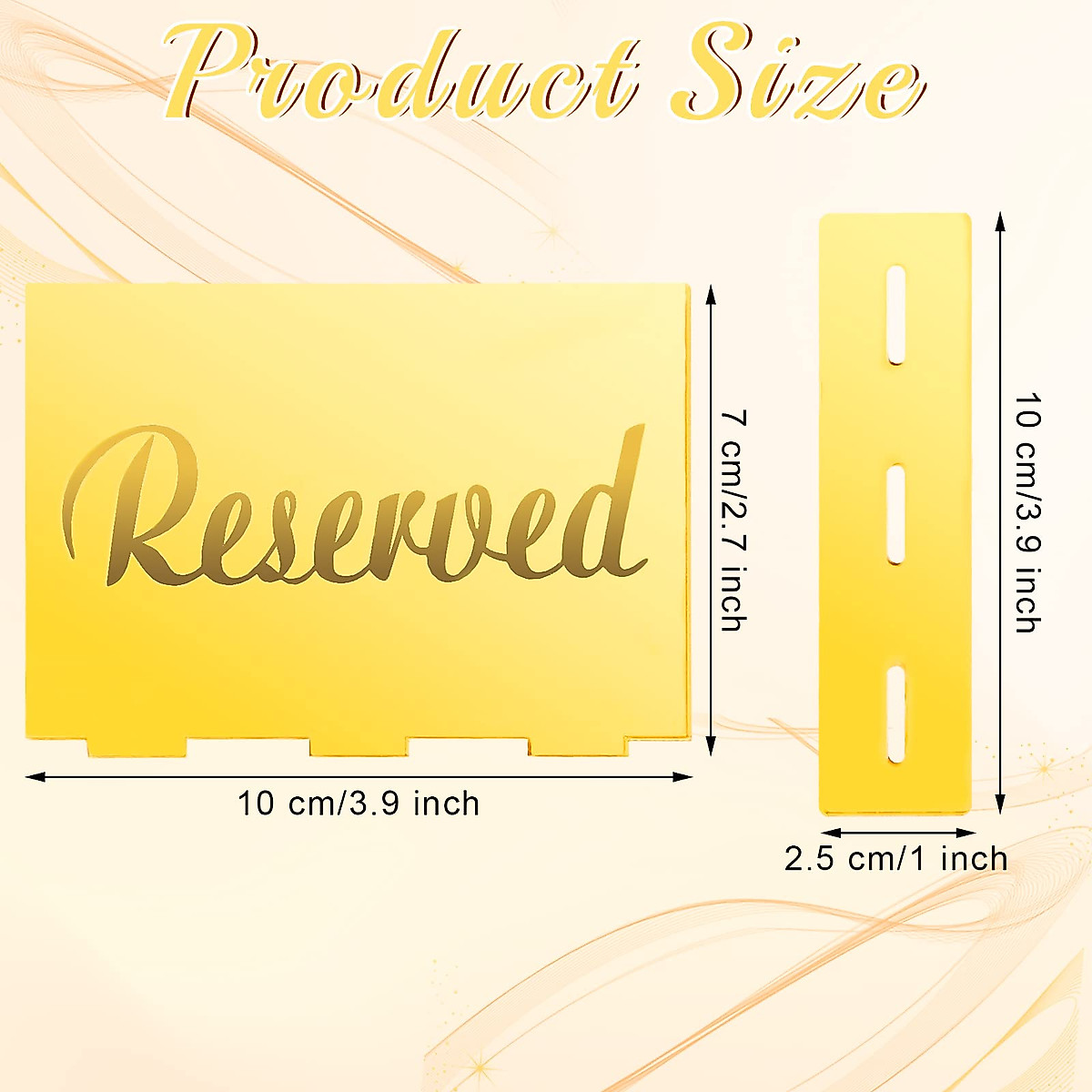 6 Sets Acrylic Mirror Reserved Table Sign Gold Acrylic Freestanding Decoration Guestbook Wedding Reserved Sign for Seating Reception Table Restaurant Business Office