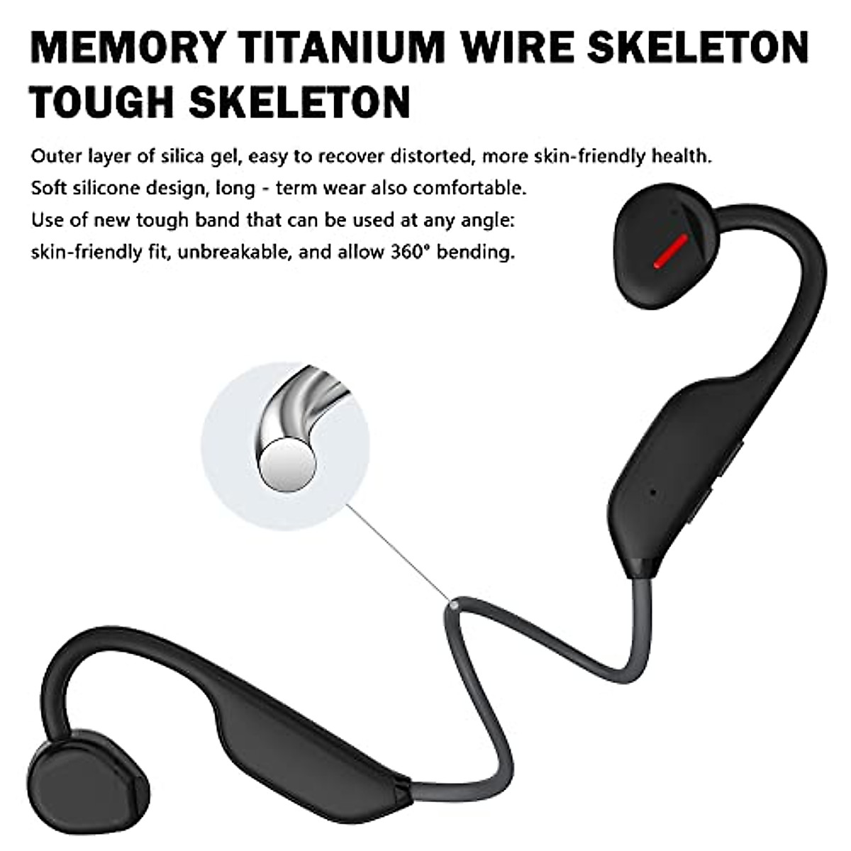 Open Ear Air Conduction Headphones, Wireless Earphones Bluetooth 5.3 Headset, Up to 10+ Hours Playtime Sports Headphones for Running/Cycling/Hiking/Gym/Climbing/Driving/Music/Gaming/Working (Black)