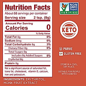 SPLENDA Monk Fruit Zero Calorie Plant Based Granulated Sweetener Jar, 19 oz