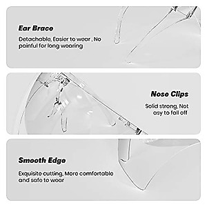 Wattne 【Two Pack】 Safety Face Shield, Clear Full Face Shields with Frame Detachable Protective Reusable Goggle Shield Anti-spitting Fog & Scratch Resistant Suitable for Indoor and Outdoor Activities