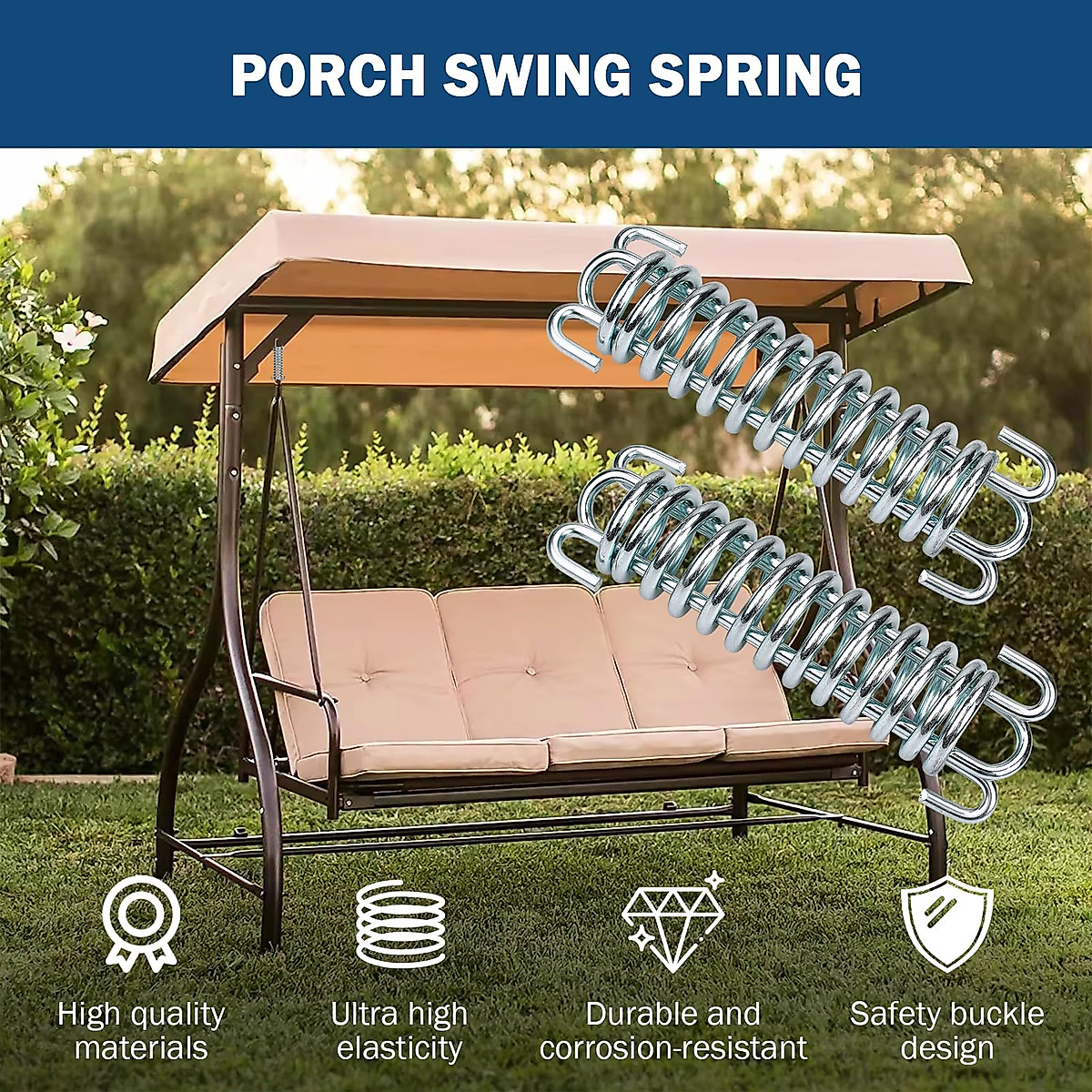Porch Swing Springs for Hammock Chair, Heavy Duty, 300 LBS, Outdoor & Indoor (2 Pack)
