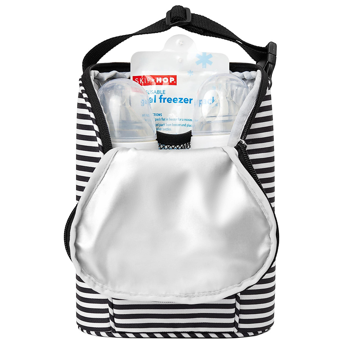 Skip Hop Baby Bottle Bag, Grab & Go, Black/White Stripe