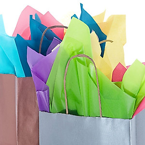 Ueerdand Gift Wrapping Tissue Paper for Packaging 105 Sheets Single-Sided Metallic Wrapping Craft Papers Bulk for DIY Artworks Flower Decoration (12 x 20 Inches, Brown)