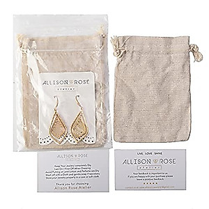 ALLISON ROSE ATELIER – Women's Boho Dangle Earrings – Worn Gold Plating with Filigree Design Medallion in a Chandelier Shape – 2.36” Length. Lightweight Bohemian Dangle Earrings for Women