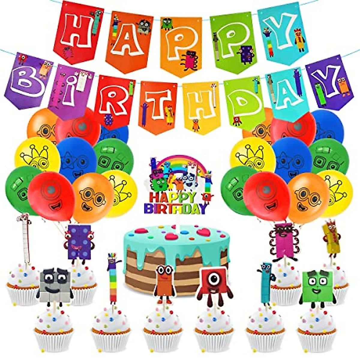 Numberblocks Birthday Party Supplies，Numberblocks Theme Party Decoration