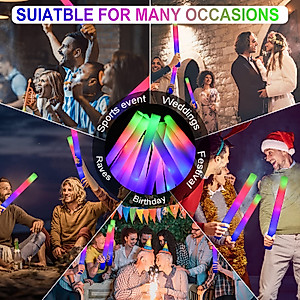 LifBetter 42 Pcs Glow Sticks Bulk- LED Foam Sticks in The Dark with 3 Modes Flashing Led Foam Multicolor Batons Light up Party Favors for Birthdays, Weddings, Concerts, Festivals