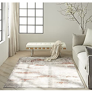 Calvin Klein Rush Ivory/Muti 8' x 10' Area-Rug, Modern, Abstract, Easy-Cleaning, Non Shedding, Bed Room, Living Room, Dining Room, Kitchen (8' x 10')