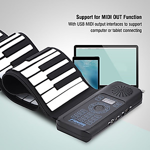 Roll Up Piano 88 Keyboard Aufrollbares Klavier Tasten,Electronic Keyboard Hand Rolling Up Piano Built in 1100mAh Li on Battery(Rolling Up Piano+Pedal+USB Cable+DC Power Cable+Storage Bag)