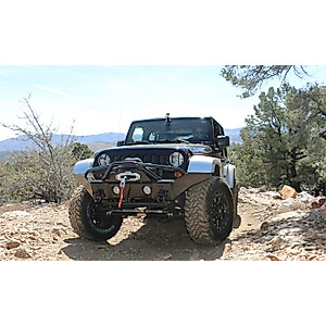 Rampage Front Recovery Bumper with Stinger | Steel, Textured Black | 88510 | Fits 2007 - 2018 Jeep Wrangler JK
