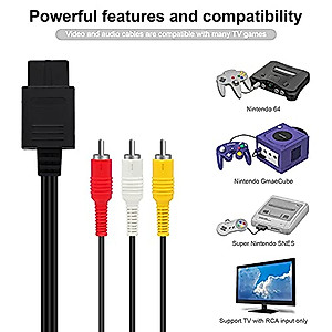 N64 AV Cable, Audio Video AV Cable Cord for Nintendo 64 N64, Gamecube GC,Super Nintendo SNES, 2.5M/8.2FT