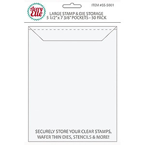 Avery Elle SS-5001 Stamp & Die Storage Pockets 50/Pkg Large 5 ½” x 7 3/8" , white/clear , Single Pack