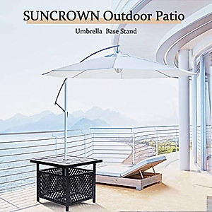 SUNCROWN Outdoor Patio Side Table with 1.57" Umbrella Hole, Patio Bistro Square Table, Garden Furniture Deck Pool Table