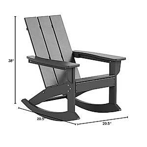 thevepon Rocking Chair Outdoor, All Weather Resistant Patio Rocking Chair, Poly Porch Rocker for Lawn Yard Backyard Garden, Grey