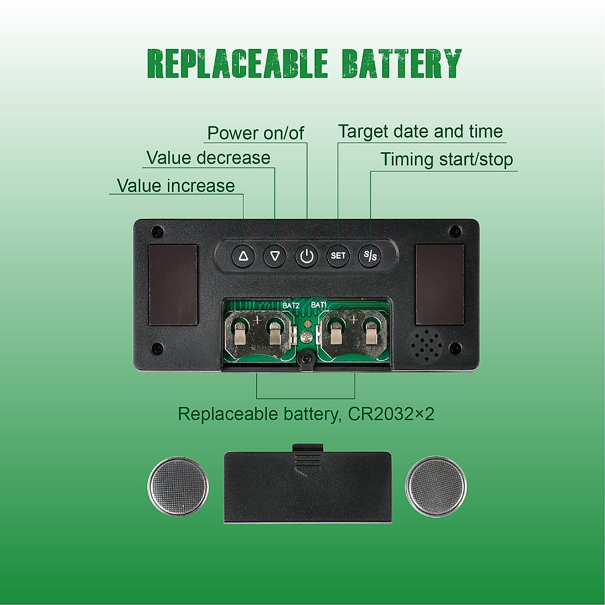 Yooreal Digital Kitchen Timer,Retirement Countdown Timer 9999 Days,Magnet Design,Loud Alarm,Tracks Wedding Vacation Working Cooking Baby Birth (Black)