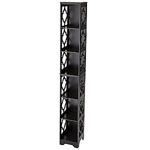 The Lakeside Collection Slim Decorative Shelving Unit or Set of 2 Baskets - Black Shelving Unit