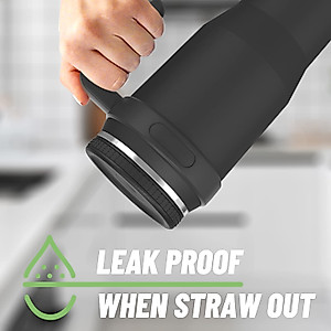 Zukro 50 oz Tumbler with Handle and Straw Lid, Vacuum Insulated Stainless Steel Water Bottle Travel Mug with Screw Lid, Fit in Cup Holder, Leakproof, Dishwasher Safe, Keeps Cold 30 Hours - Black