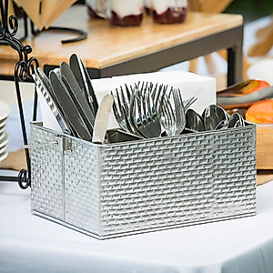 Tablecraft Brickhouse Collection Flatware/Utensil Caddy with Handle, 10¾ x 8½ x 4¾"