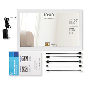 Vilros Magic Mirror V4-2 Way Mirror with Internal LCD Screen for Smart Mirrors Projects-Great for Raspberry Pi (White)