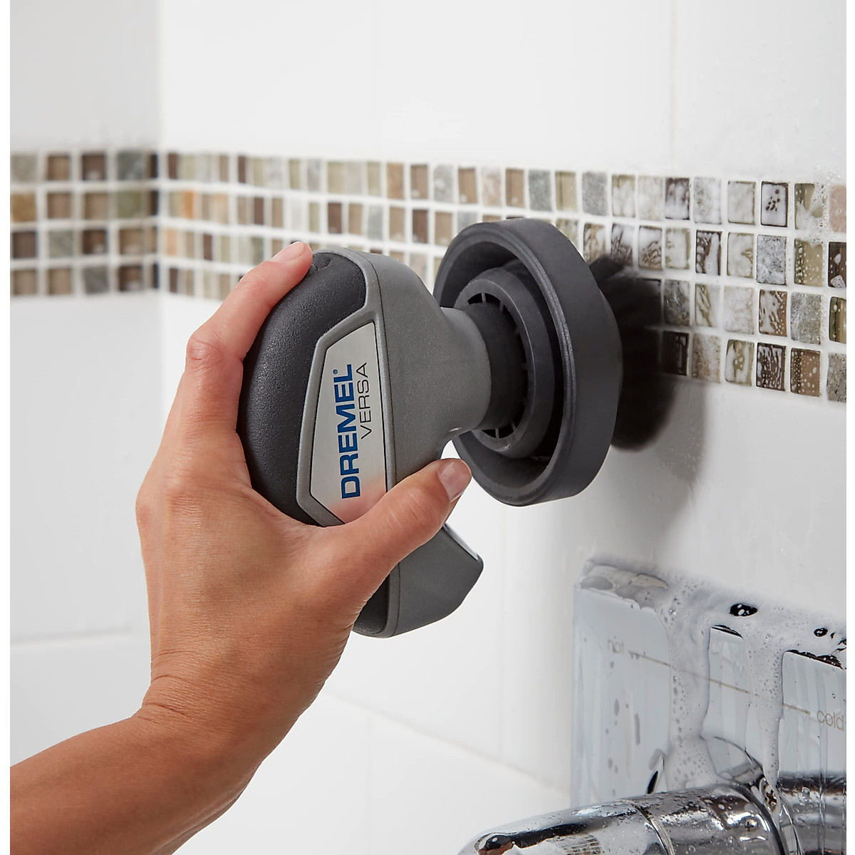 Dremel Versa Cleaning Tool- Grout Brush- Bathroom Shower Scrub- Kitchen & Bathtub Cleaner- Power Scrubber for Tile, Pans, Stoves, Tubs, Sinks Auto, & Grills- PC10-02