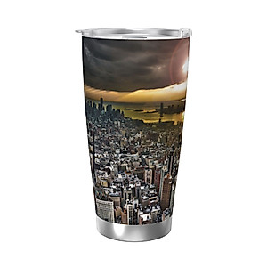 Evealyn York City Sunset Picture Printed 20 Oz Tumbler Insulated Tumbler Travel Mug Stainless Steel Cup Coffee Mug With Lids For Home Outdoor Office