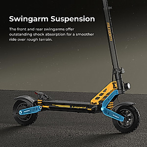 Ausom Leopard Electric Scooter, Powerful 1000W Motor, 50 Miles Range & 35 MPH, Foldable Commute Electric Scooter for Adults w/10 Off Road Tires, Removable Seat (Leopard V)