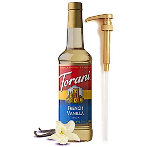 French Vanilla Syrup for Coffee 25.4 Ounces for French Vanilla Flavored Coffee Syrup with Fresh Finest Syrup Pump Dispenser