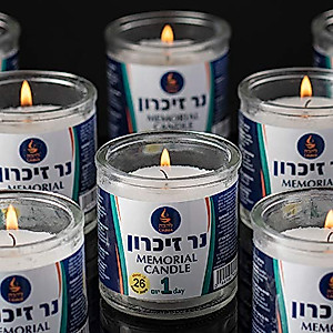 Tribello 1 Day Yahrzeit Memorial Candles - Yahrzeit Candle for Ner Neshama, Yom Kippur Candles, Yizkor Candles or Emergency - Unscented Paraffin Wax 26 Hour Yahrzeit Candles in Glass Jar - 3 Pack