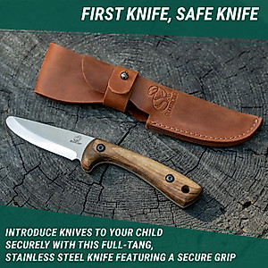 BeaverCraft BSH Kid Kids Knife Boy Scout Knife LS2P1 Stropping Leather Strop for Knife Sharpening Strop Double Sided