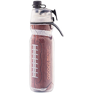 O2COOL Mist 'N Sip Misting Water Bottle No Leak Pull Top Spout Sports Water Bottle 20 oz (Football)