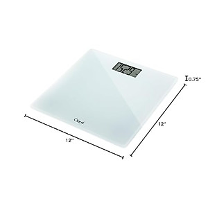 Ozeri Precision Bath Scale (440 lbs / 200 kg) in Tempered Glass, with 50 gram Sensor Technology (0.1 lbs / 0.05 kg) and Infant, Pet & Luggage Tare- White