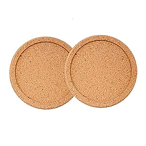 Natural Round Cork Coasters for Drinks with Lip Edge Absorbent Heat and Water Resistant Reusable Durable Saucers for Bar Glass Cup / Mug Coffee Coasters (2, PCS)
