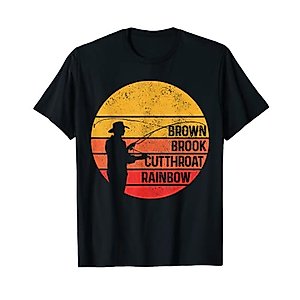 Fly Fishing Vintage Brown Brook Rainbow Trout Fisherman Gift T-Shirt