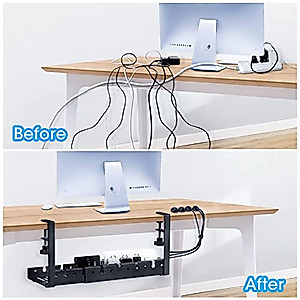 Under Desk Cable Management Tray, Adjustable 11.2" into 21.8" No Drill Wire Organizer, Cord Management with Cable Holder Ties for Office Home Desk Cable Hider