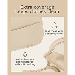 WILLOW + SIM Long Sleeve Baby Bibs - Wipe Clean, Washable with Food Catcher - Long Sleeve Bib for Babies, Toddler - Parchment