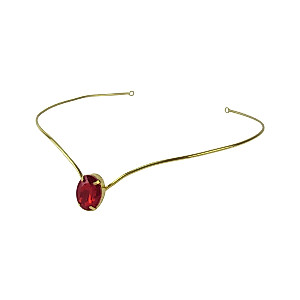 Treasure Gurus Ruby Royal Crown Princess Tiara Jeweled Wedding Party Headband Gold