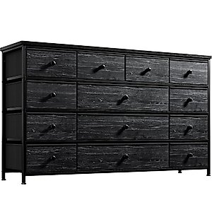 EnHomee Black Dresser, Dresser for Bedroom with 13 Storage Drawers, Dressers & Chests of Drawers for 55" TV, Black Dresser for Bedroom, Long Dresser for Closet, Entryway
