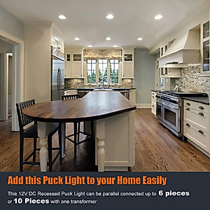 Facon 4.5Inch LED 12V RV Puck Light, RVR4H-MH40, Full Aluminum Recessed Mount Down Light, 12Volts Interior Light for RV Motor-Homes Camper Caravan Trailer Boat (4000K Cool White Light)