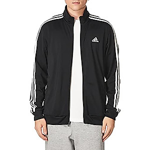 adidas Men's Essentials Warm-Up 3-Stripes Track Top, Black/White, XX-Large